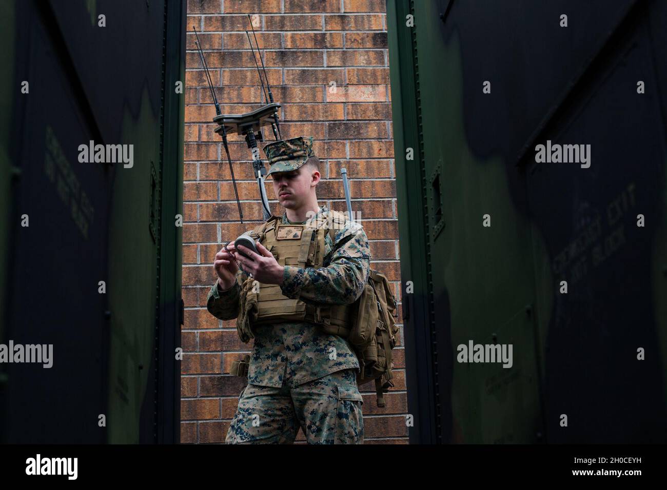 U.S. Marine Corps Corporal Nicholas Wright, an electronic warfare team ...