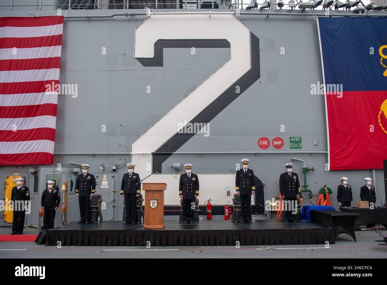 SAN DIEGO (Jan. 22, 2021) Cmdr. Ray Rivers, Capt. Kelly Fletcher, Capt ...