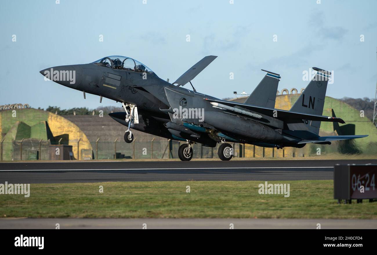 Aircrew from the 494th Fighter Squadron land after an Integrated Combat ...