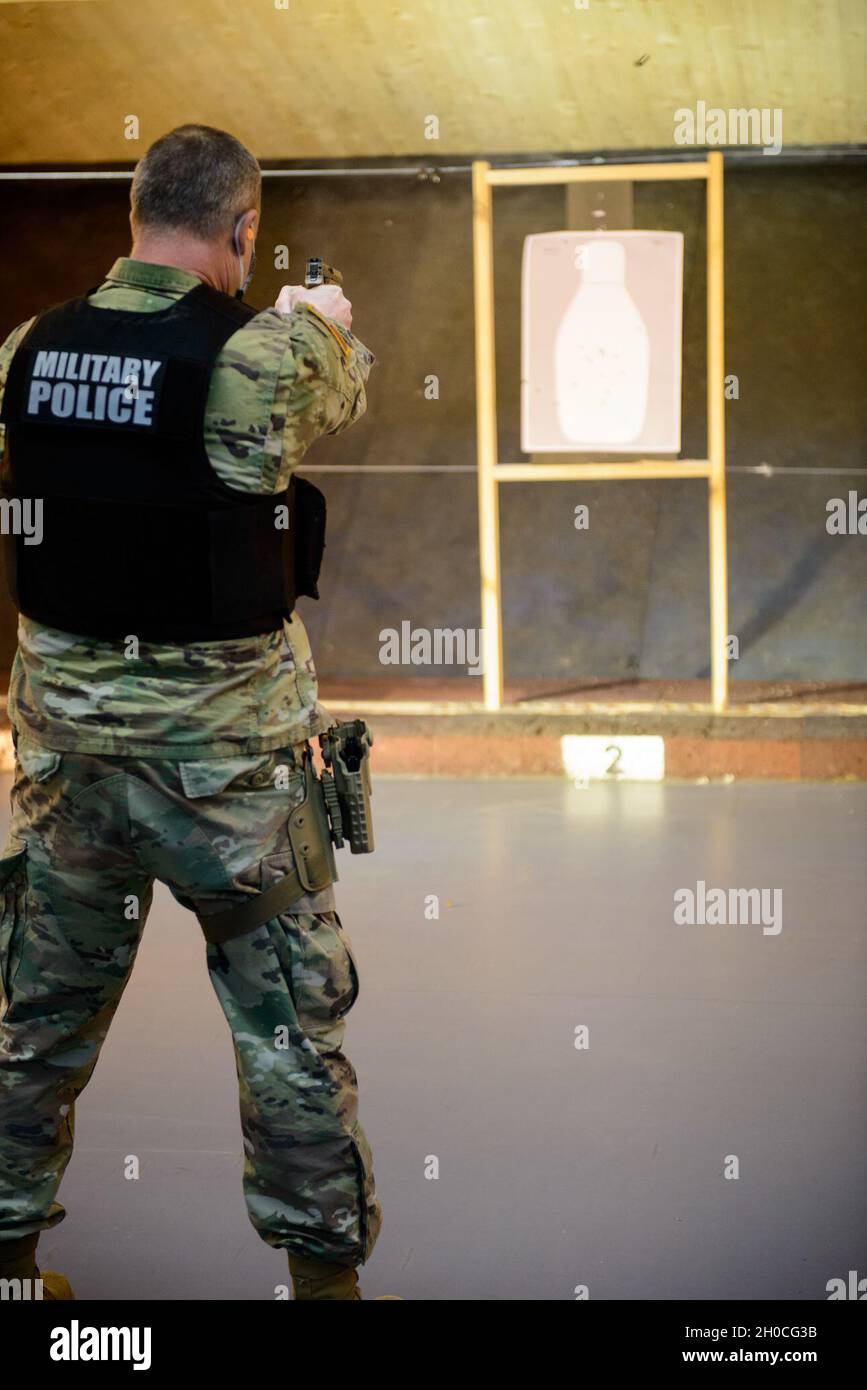 U.S. Army Garrison Benelux Commander, Col. James Yastrzemsky, practices ...