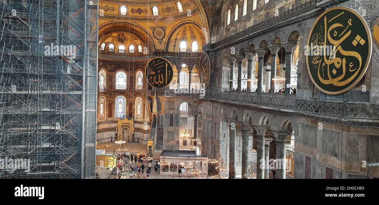 ISTANBUL, TURKEY - Feb 02, 2020: The majestic architecture of St Sofia ...