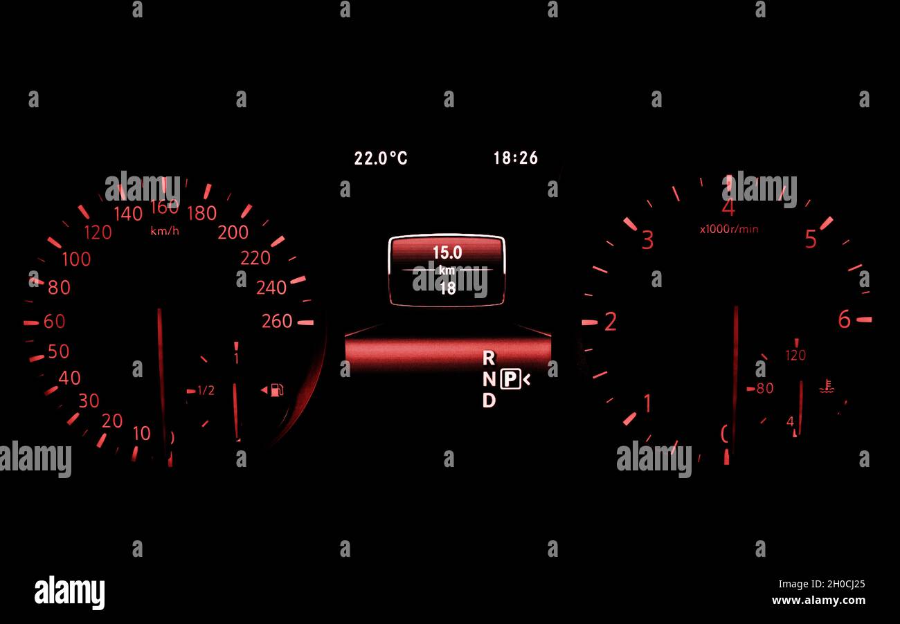 Red illuminated dash hi-res stock photography and images - Alamy