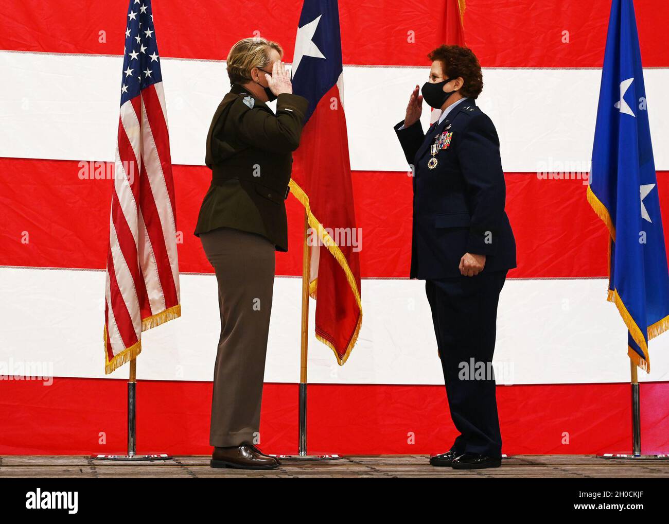Deputy Adjutant General - Air, Maj. Gen. Dawn Ferrell, salutes The ...