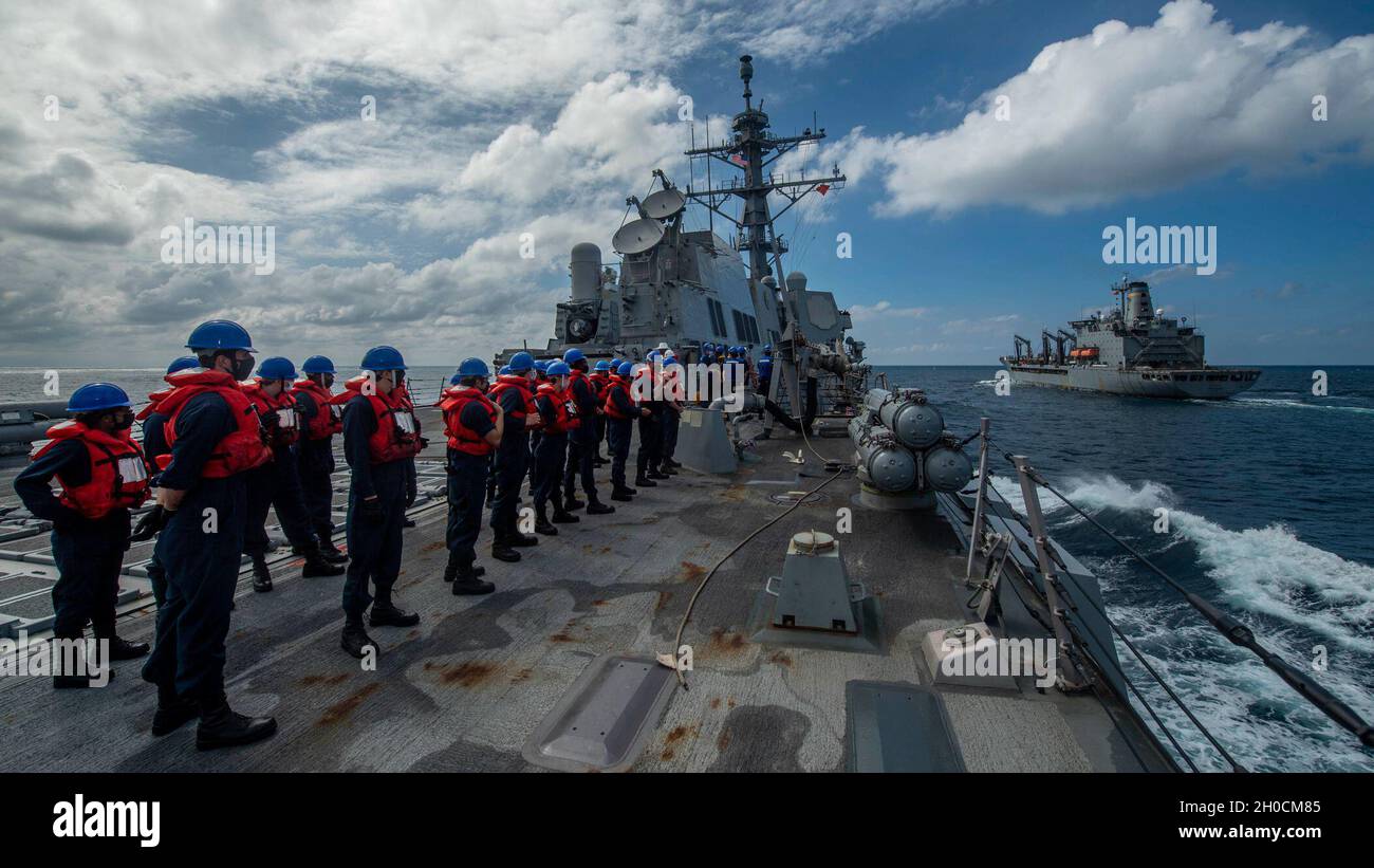 PACIFIC OCEAN (Jan. 23, 2021) U.S. Sailors aboard the Arleigh Burke ...