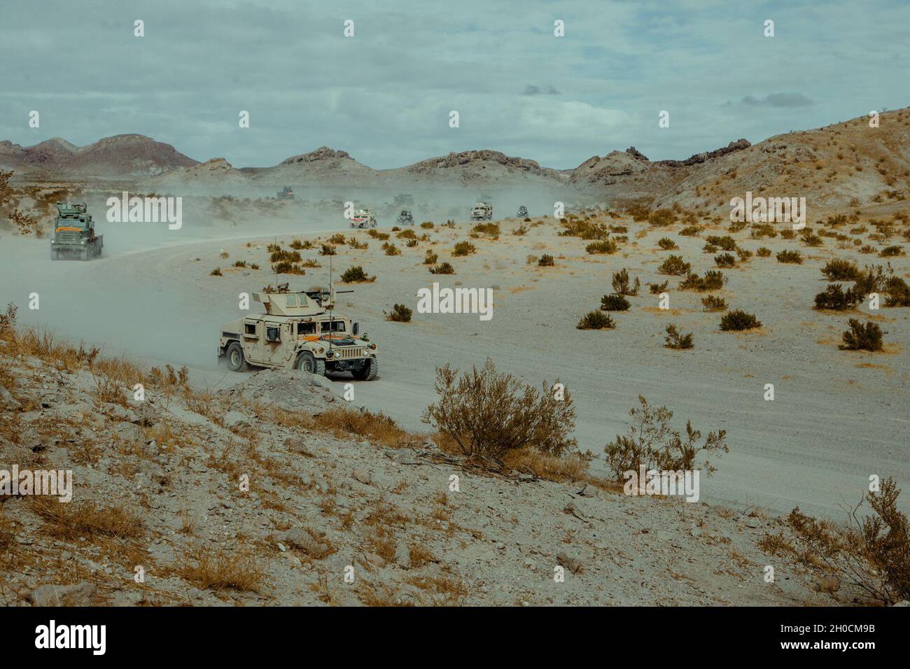 U.S. Marines conduct a motorized fire movement exercise during ...