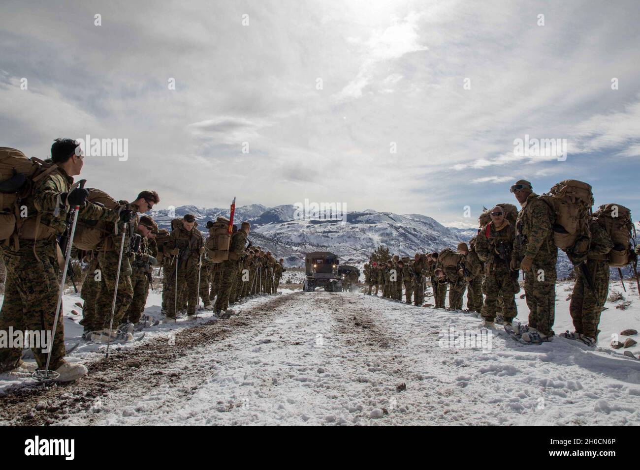 U.S. Marines with 2nd Maintenance Battalion allow a Tucker-Terra Sno ...