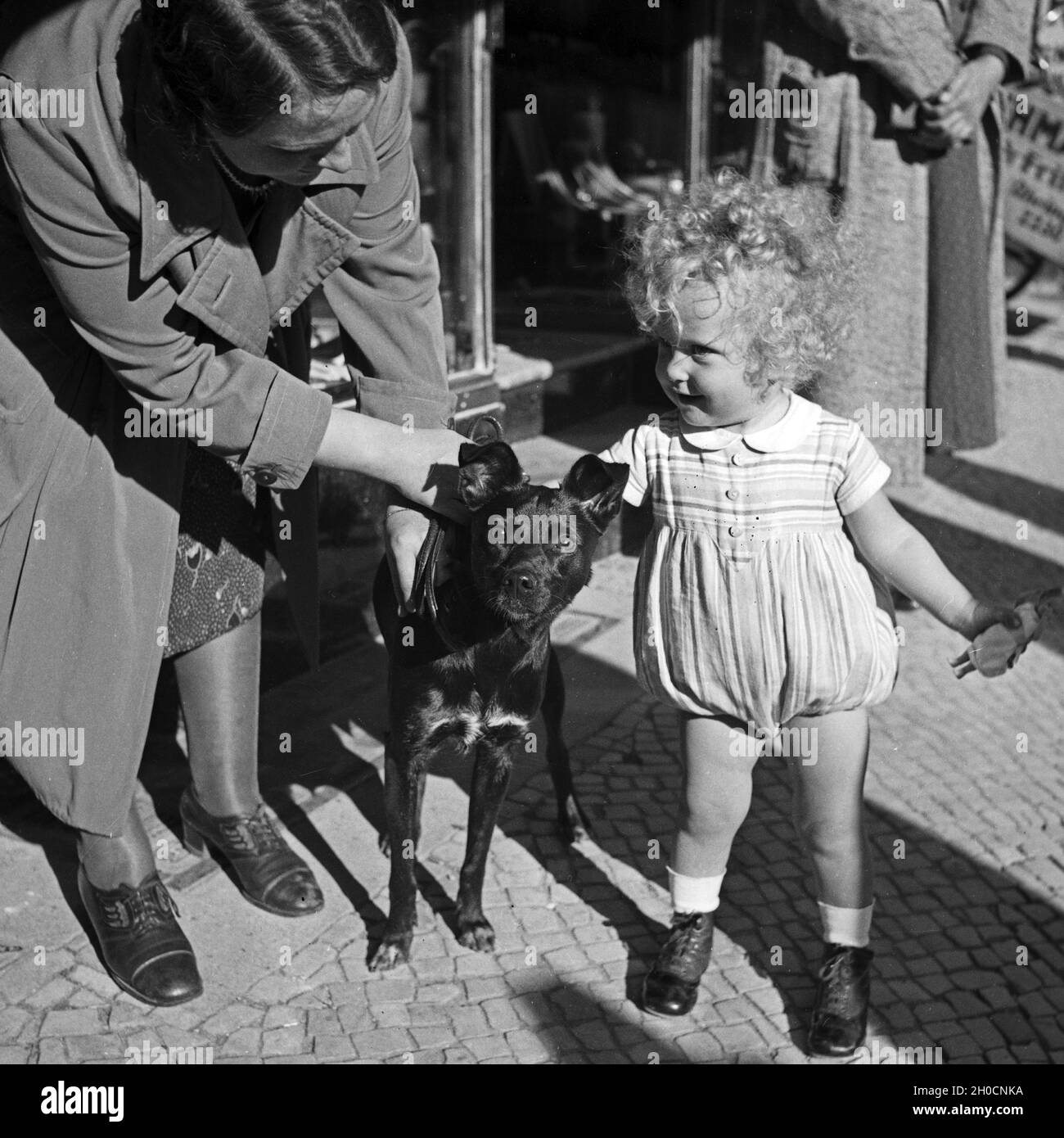 Eine Mutter mit Kleinkind und Hund, Deutschland 1930er Jahre. A mother ...