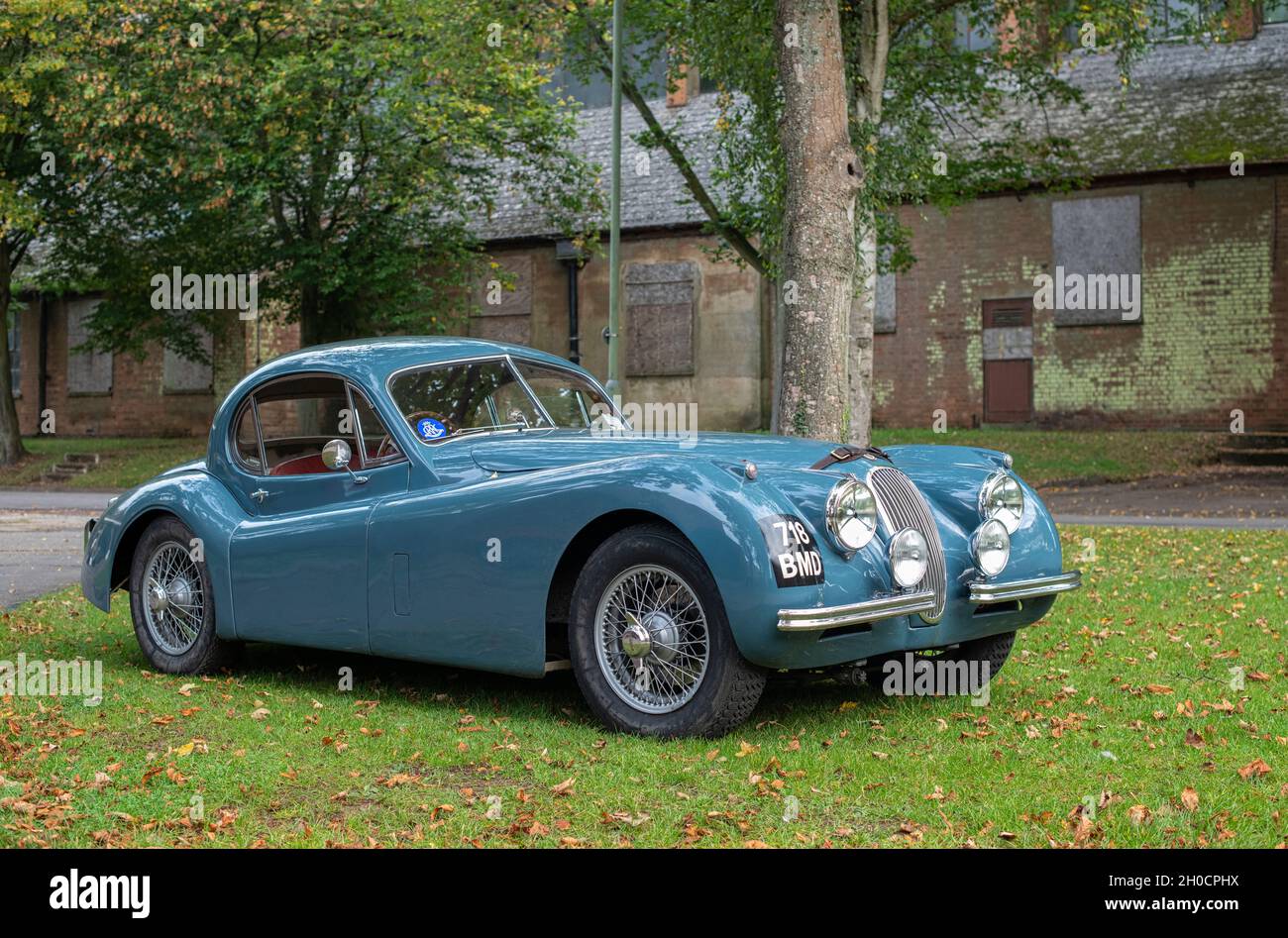Vintage 1954 Jaguar XK120 FHC Coupe at Bicester Heritage Centre autumn ...