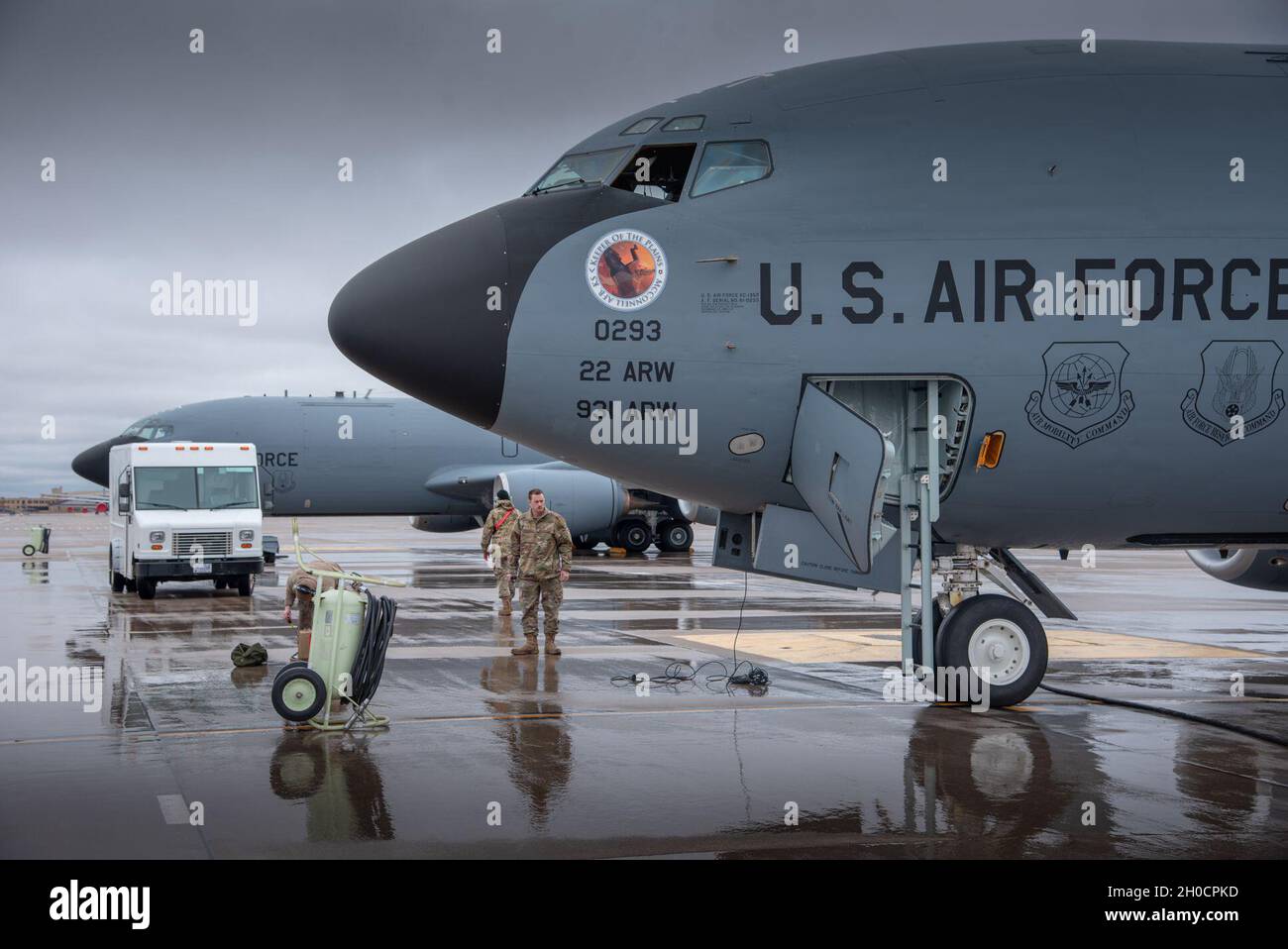 Airmen from the 22nd Aircraft Maintenance Squadron conduct a post ...