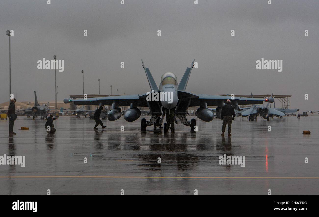 U.S. Navy Airmen, assigned to Electronic Attack Squadron (VAQ) 132 at ...