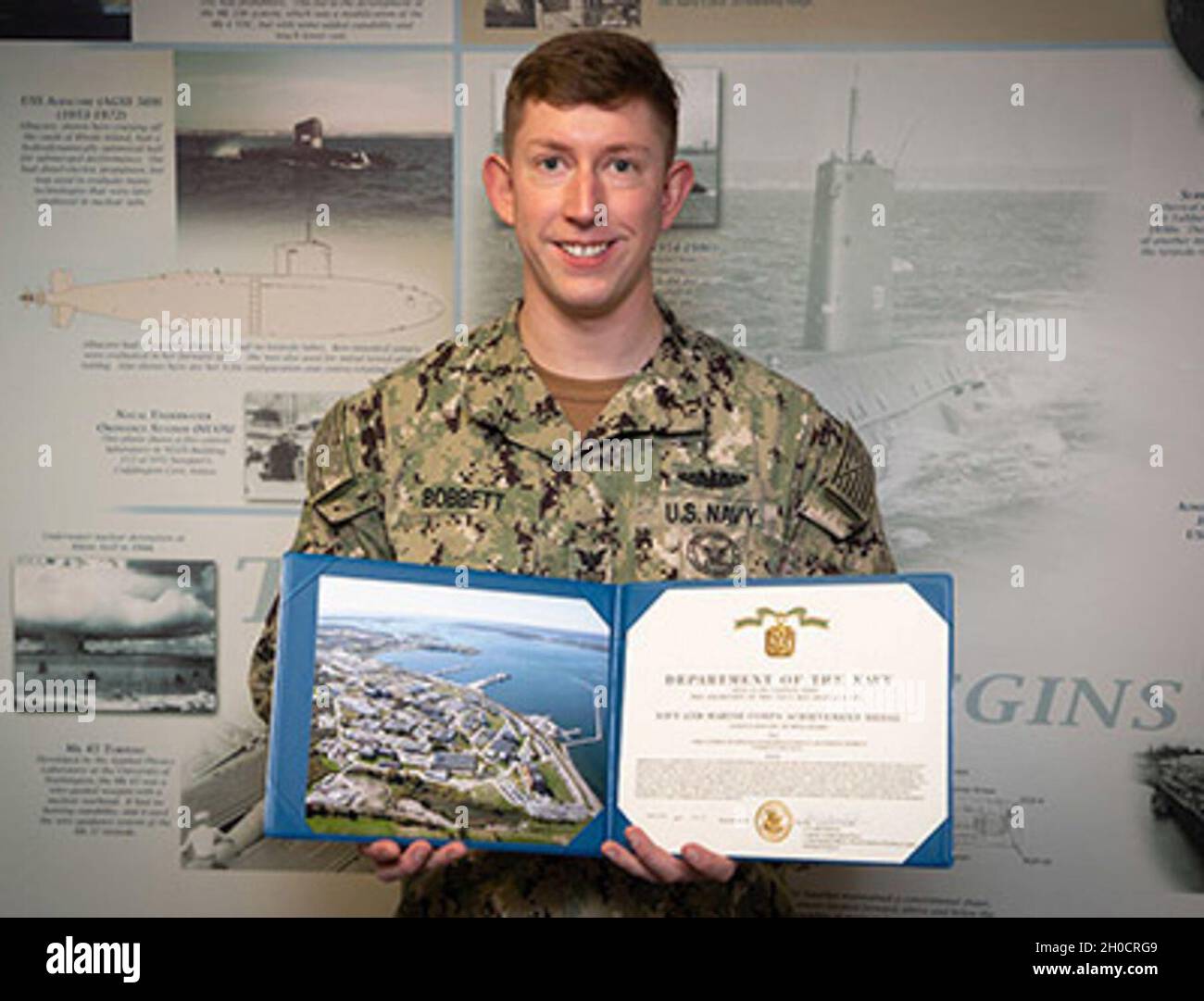 Petty Officer 1st Class Jared Bobbett received a Navy and Marine Corps Achievement Medal for his ...