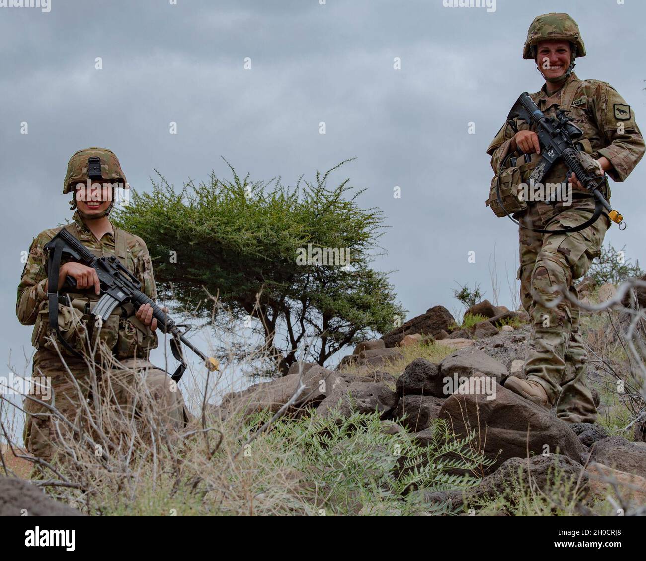U.S. Army Capt. Emily van Klompenburg, left, medical operations officer ...