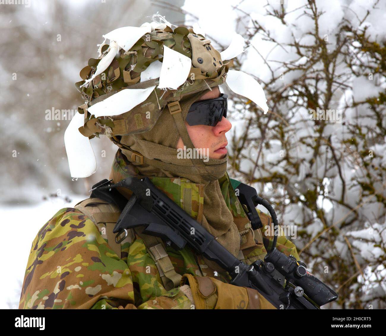 A U.S. Army Soldier assigned to 1st Squadron, 91st Cavalry Regiment ...
