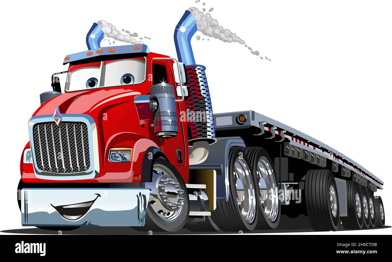 Cartoon semi truck. Available EPS-10 vector format separated by groups ...