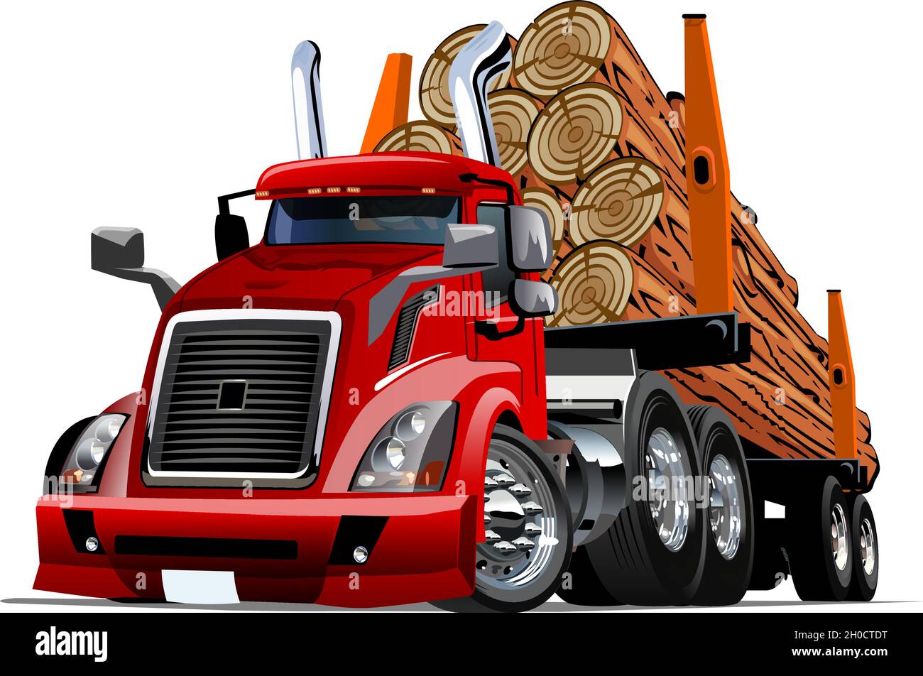 Cartoon logging truck isolated on white background. Available EPS-10 ...