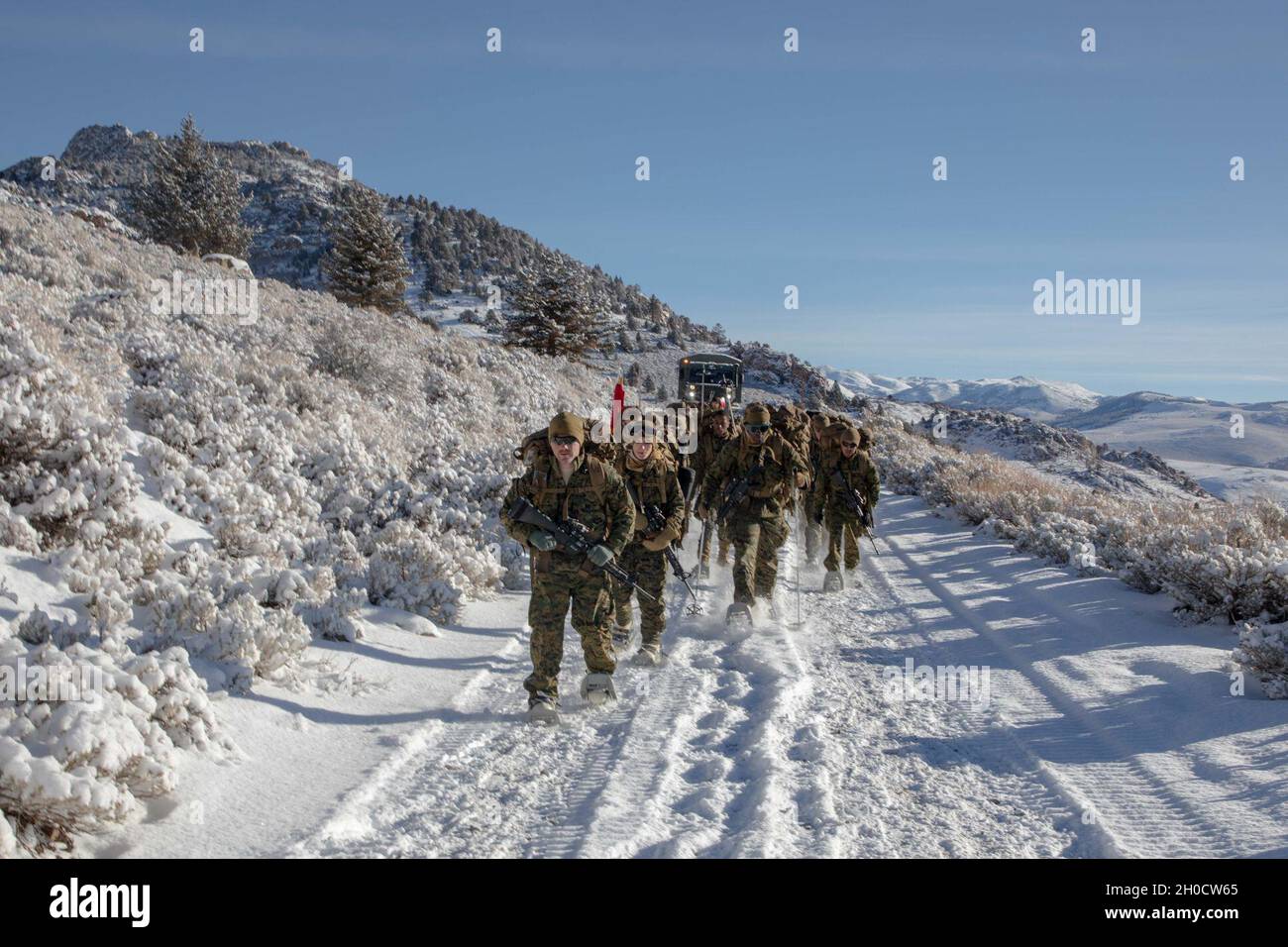 U.S. Marines with 2nd Maintenance Battalion hike at the Marine Corps ...