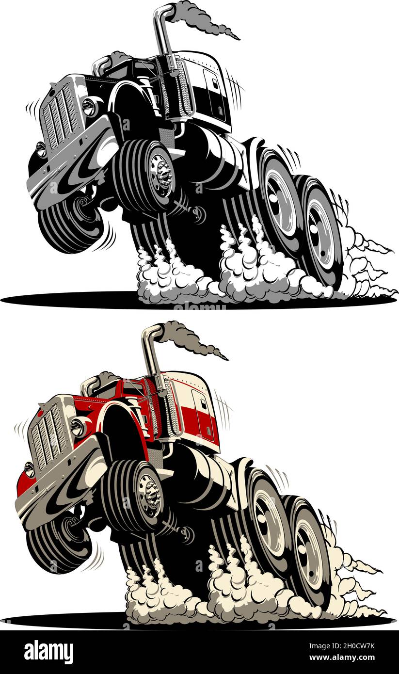 Cartoon semi truck isolated on white background. Available EPS-8 vector ...