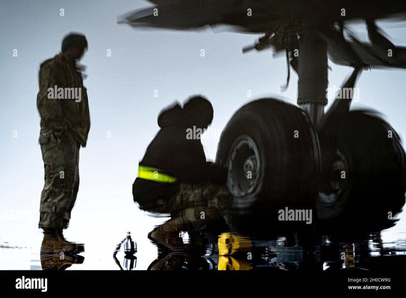 Airmen assigned to the 911th Aircraft Maintenance Squadron perform a ...