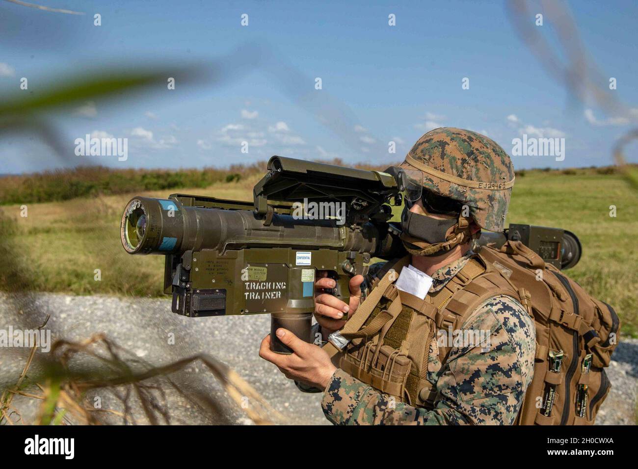 U.S. Marine Corps Cpl. English Joshua, a low altitude air defense ...