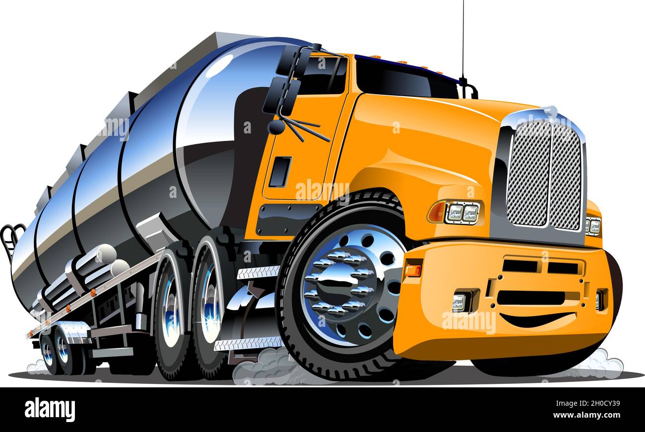 Cartoon semi tanker truck. Available EPS-10 vector format separated by ...