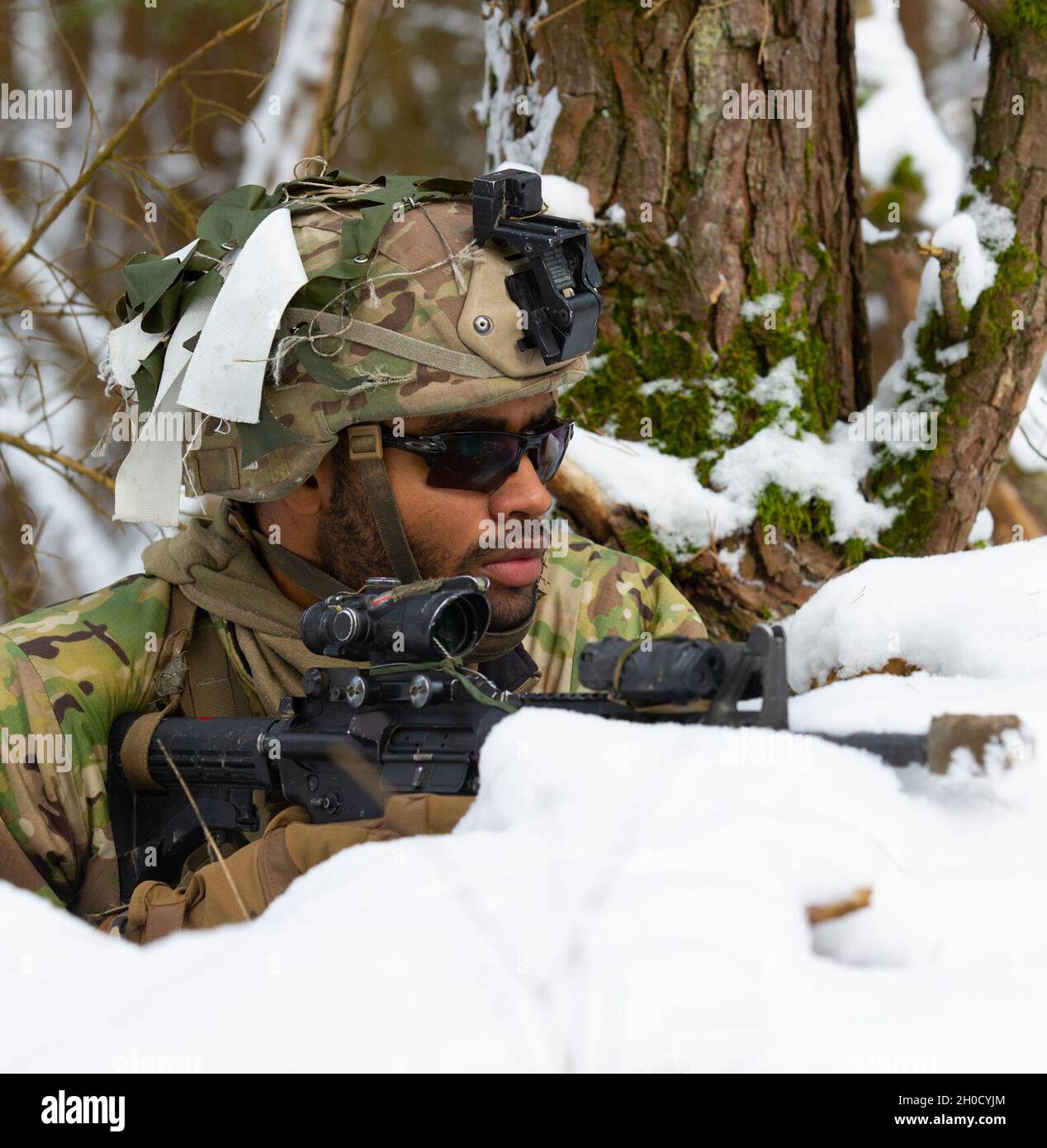 A U.S. Army Soldier assigned to 1st Squadron, 91st Cavalry Regiment ...