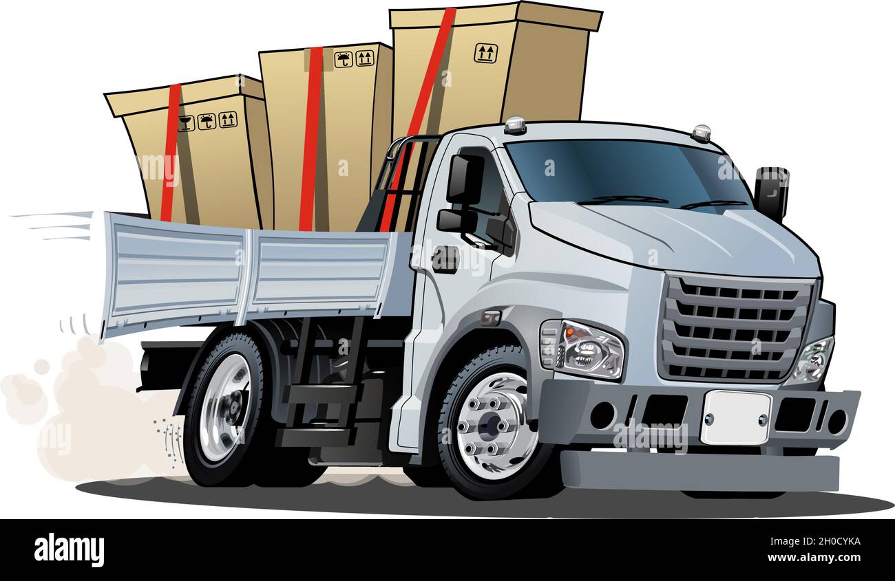 Cartoon delivery cargo truck isolated on white background. Available ...
