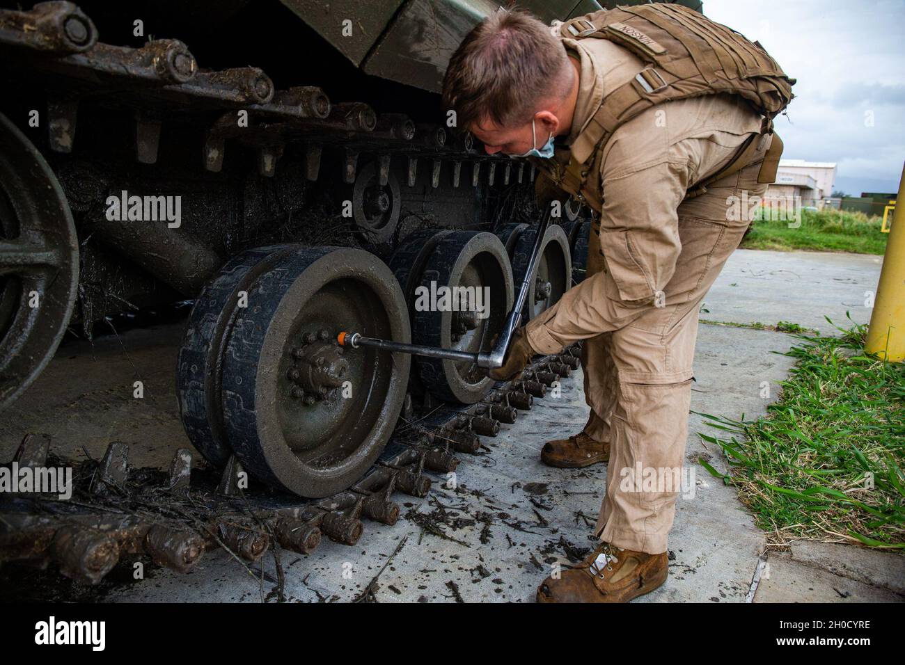 A U.S. Marine with Combat Assault Company (CAC), 3d Marine Regiment ...