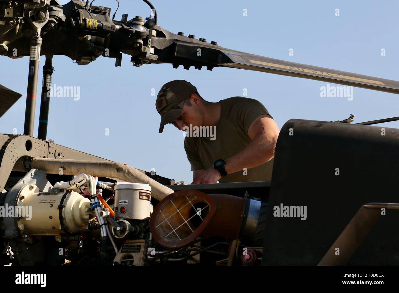 U.S. Army Spc. Alex Davis, UH-60 helicopter repairer with Bravo Company ...