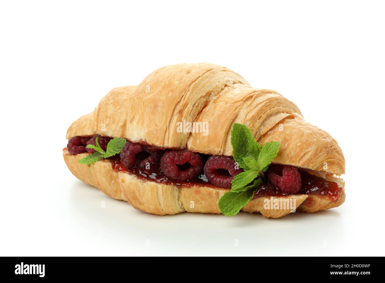 Croissant with raspberry jam, isolated on white background Stock Photo ...