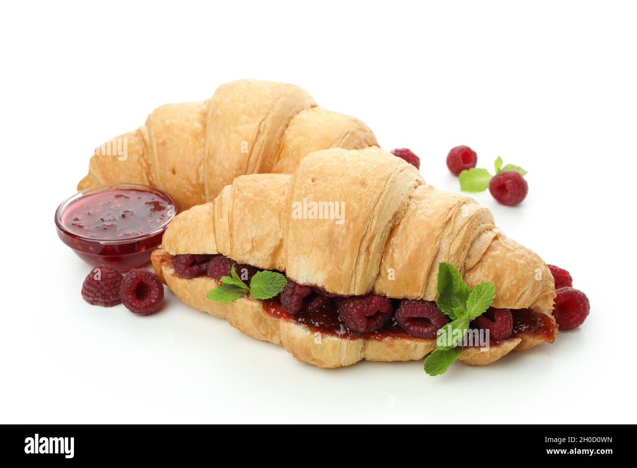 Croissants with raspberry jam isolated on white background Stock Photo ...