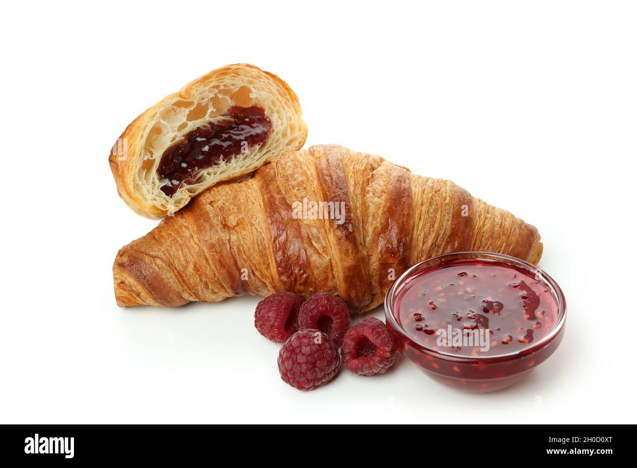 Croissants with raspberry jam isolated on white background Stock Photo ...