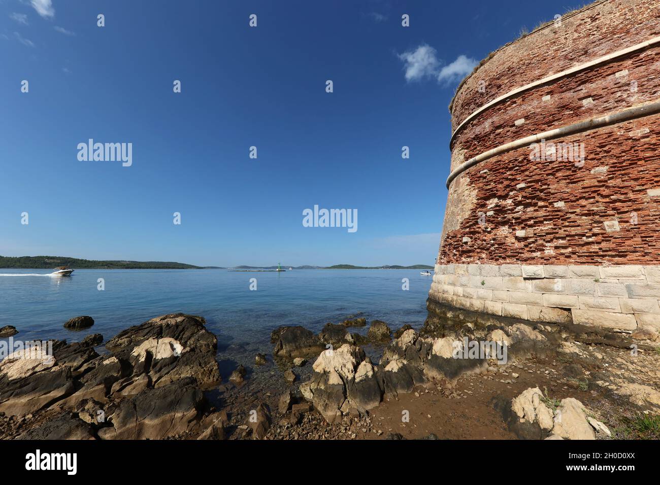 Historical St. Nicholas Fortress in Sibenik, Croatia under the blue sky ...