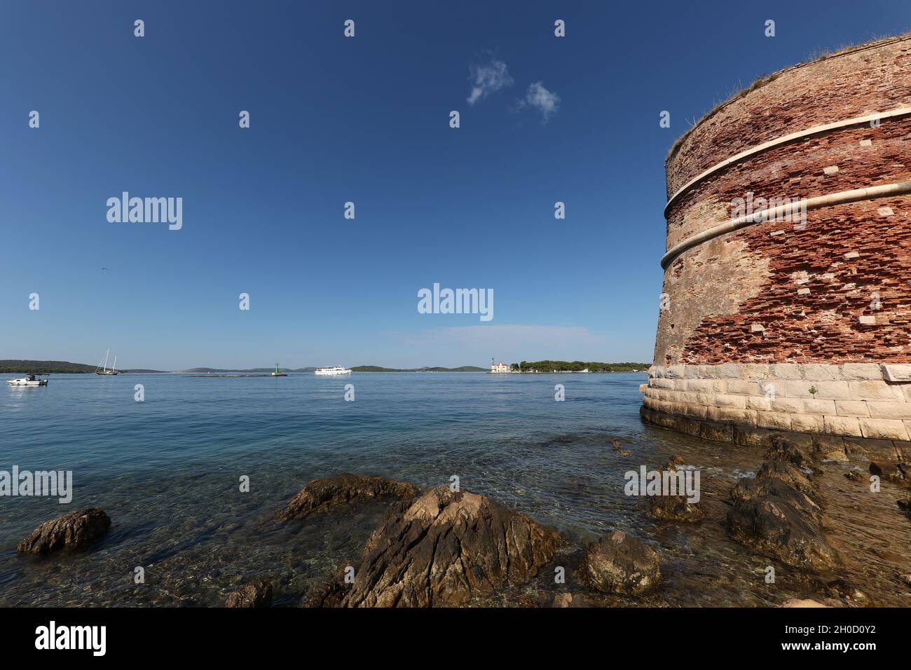 Historical St. Nicholas Fortress in Sibenik, Croatia under the blue sky ...