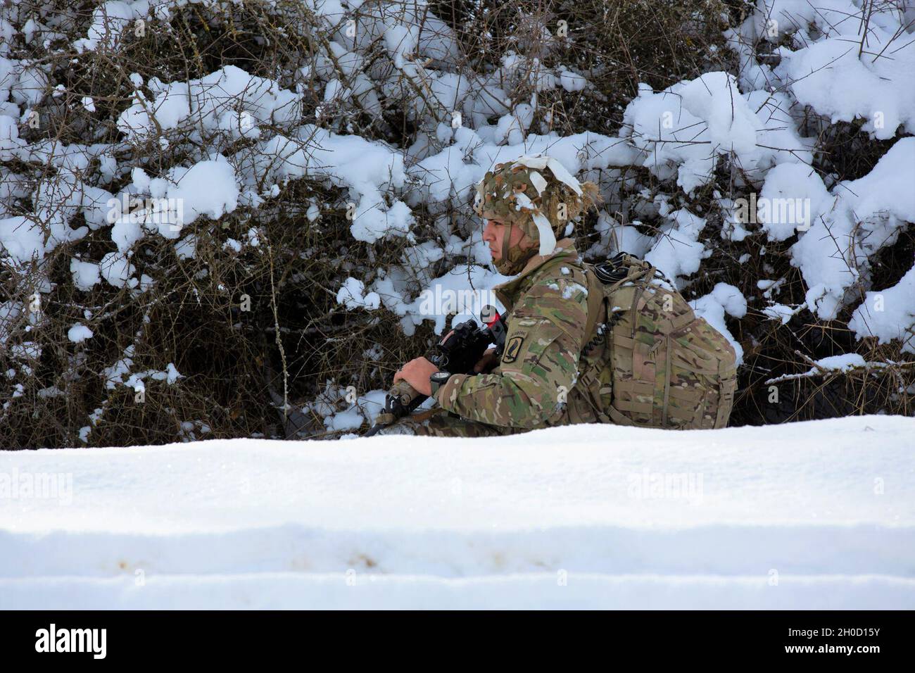 A U.S. Army Soldier assigned to 1st Squadron, 91st Cavalry Regiment ...