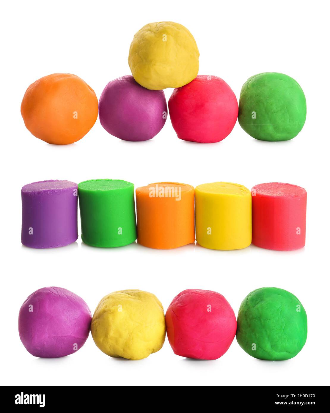 Set of colorful play dough on white background Stock Photo - Alamy