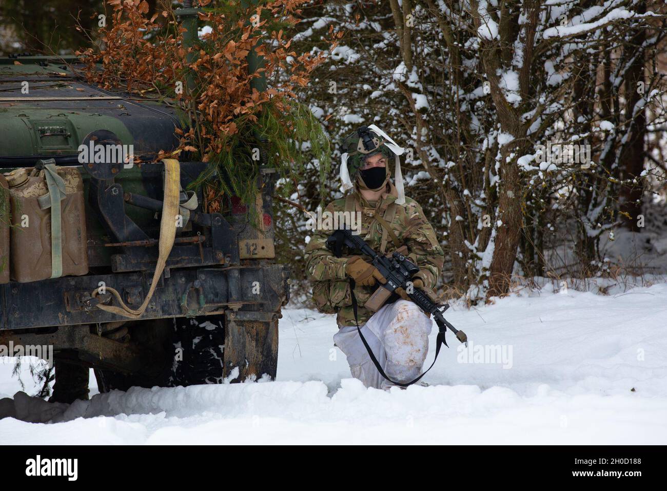 A U.S. Army Soldier assigned to 1st Squadron, 91st Cavalry Regiment ...