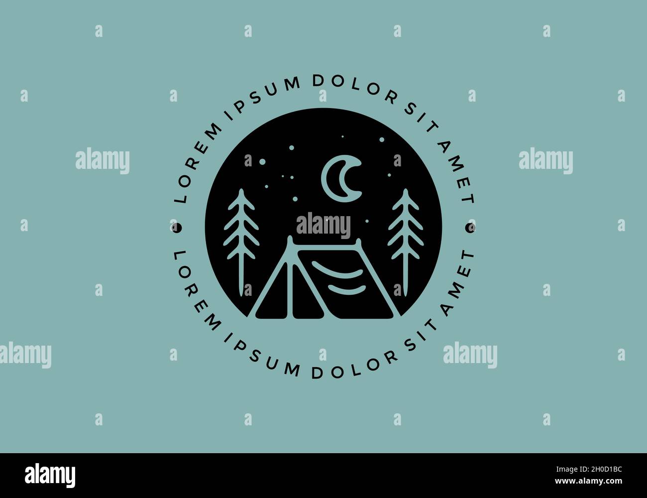 Night camping line art illustration design Stock Vector Image & Art - Alamy