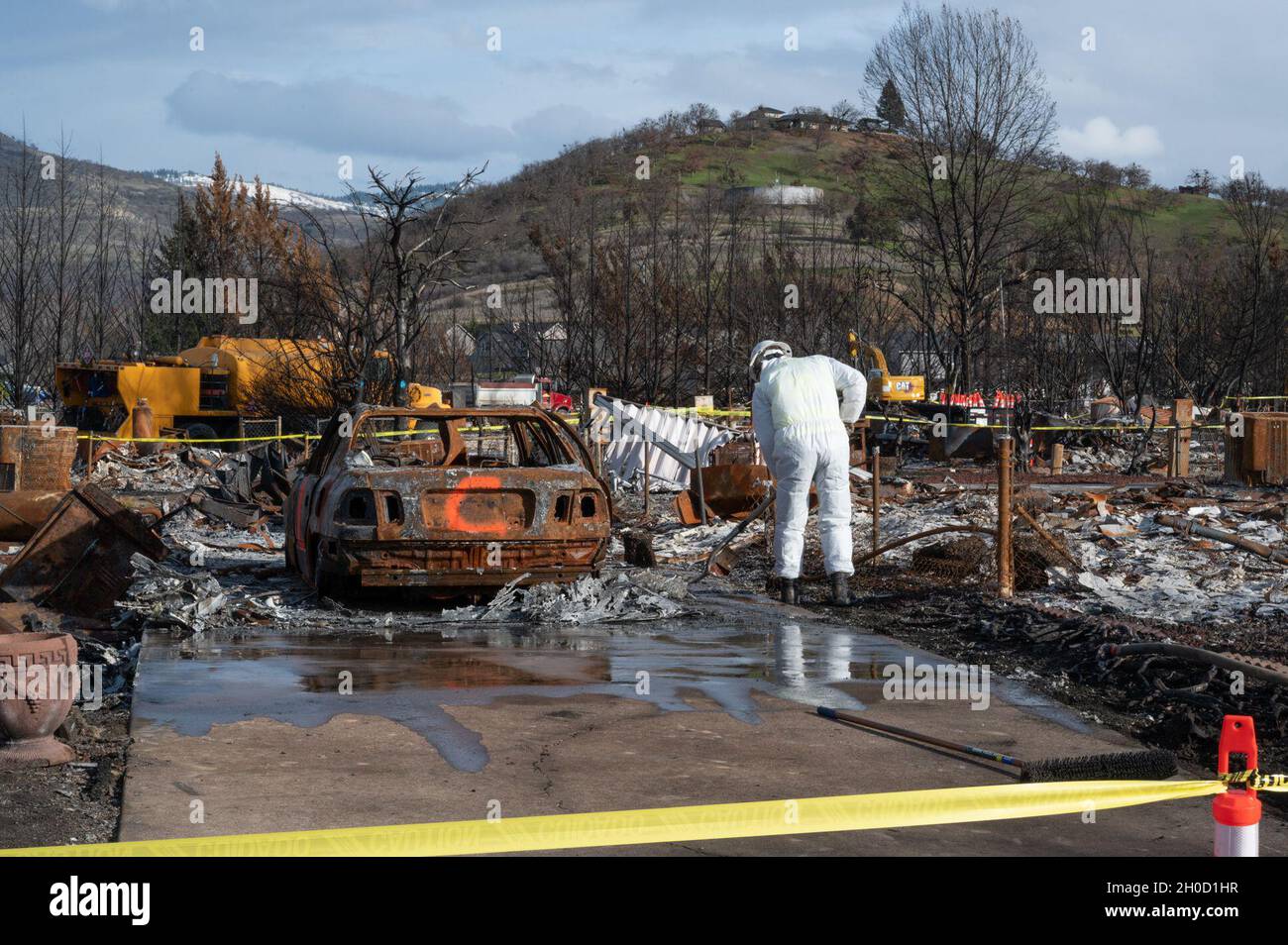 Phoenix, OR, January 27, 2021 -- Debris removal continues after Oregon ...