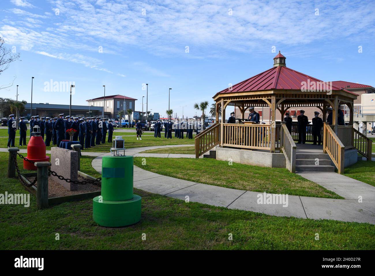 A memorial ceremony is held for the fallen crew members of the Coast ...
