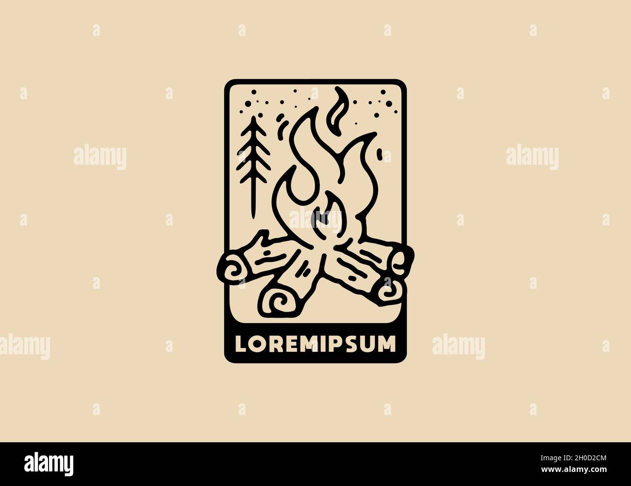 Bonfire line art in rectangle shape design Stock Vector Image & Art - Alamy