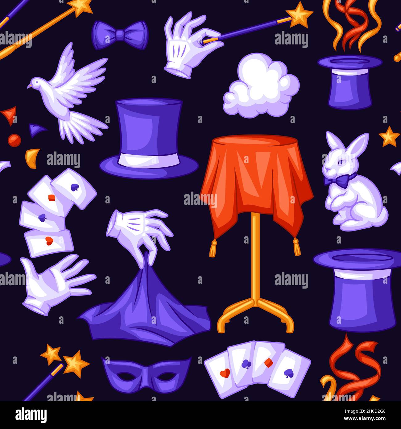 Hat magician pattern cartoon style hi-res stock photography and images ...
