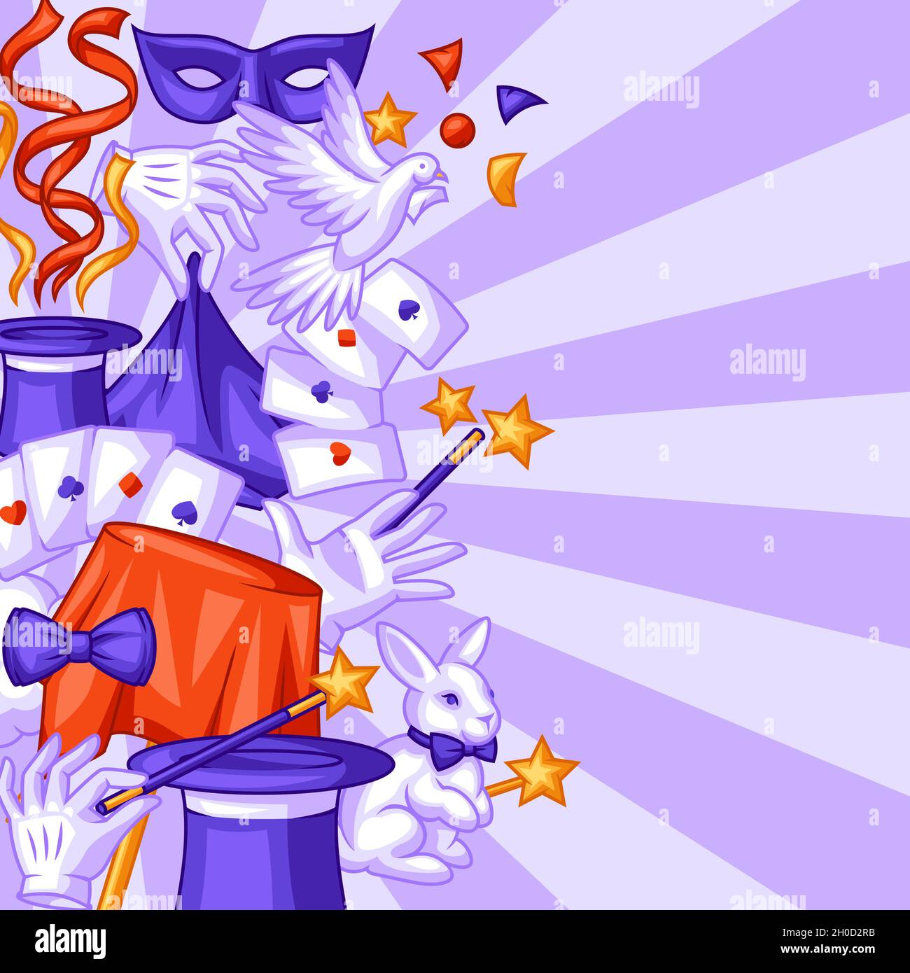 Magician background with magic items. Illusionist show or performance ...