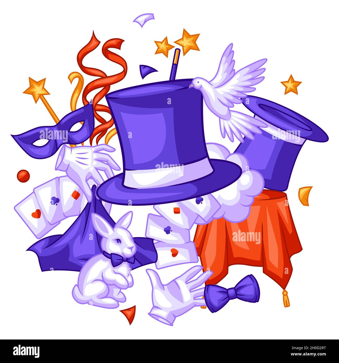 Magician background with magic items. Illusionist show or performance ...