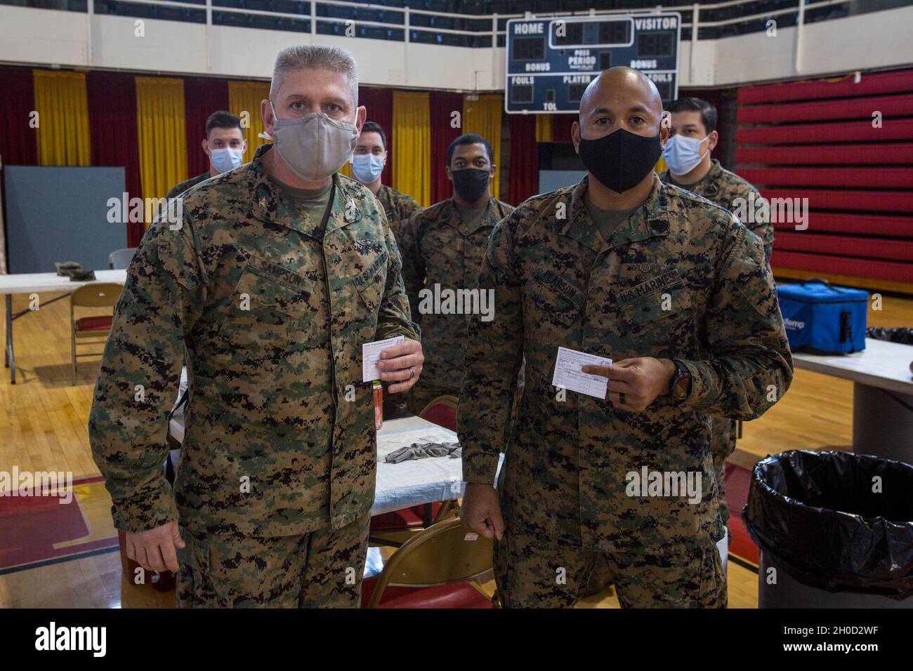 U.S. Marine Corps Col. Dennis Sampson, commanding officer and Sgt. Maj ...