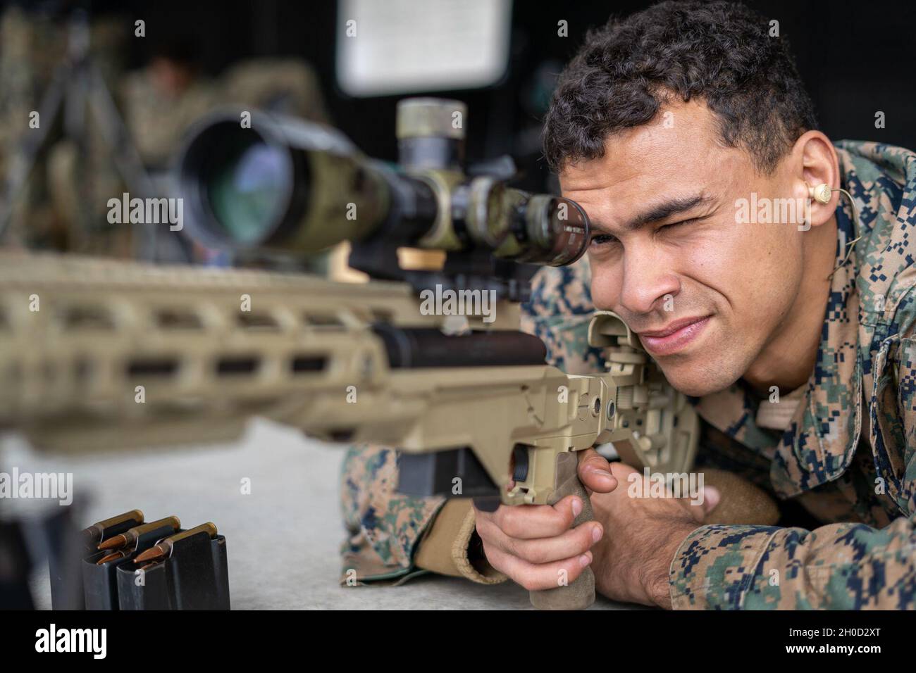 U.S. Marine Corps Lance Cpl. Caleb Campbell, with 3d Reconnaissance Battalion, 3d Marine ...