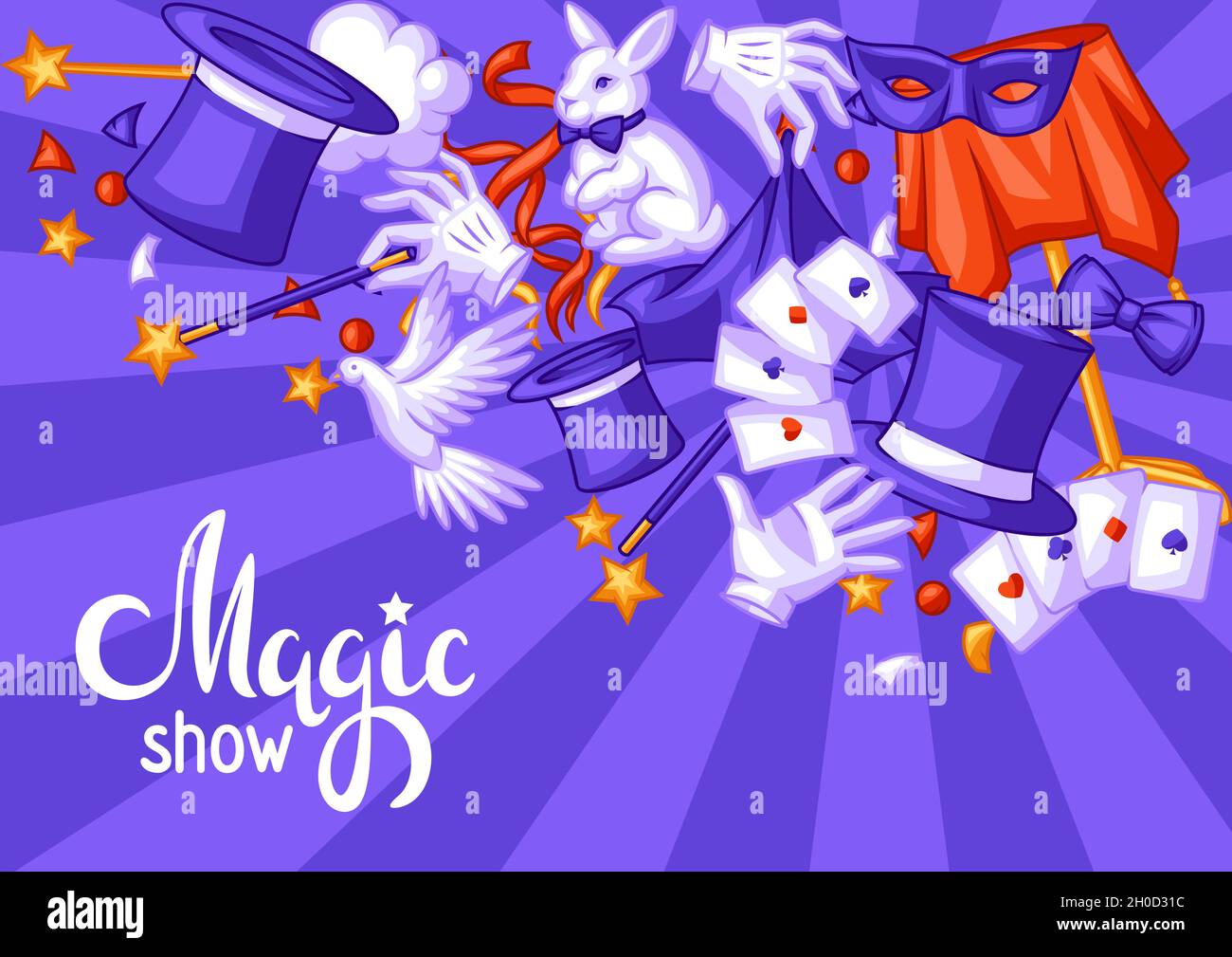 Magician background with magic items. Illusionist show or performance ...