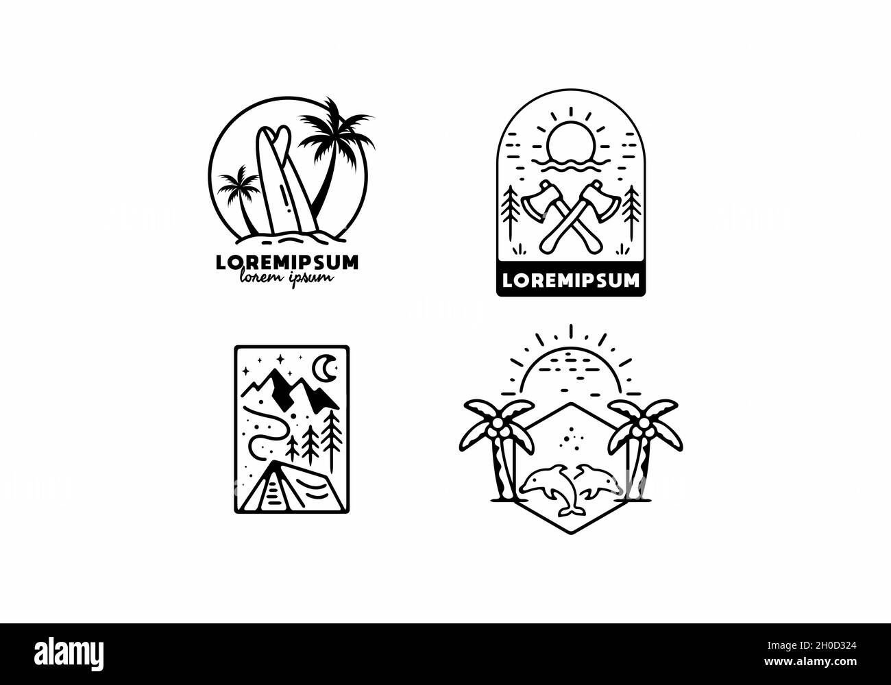 four line art graphic of outdoor activity design Stock Vector Image ...