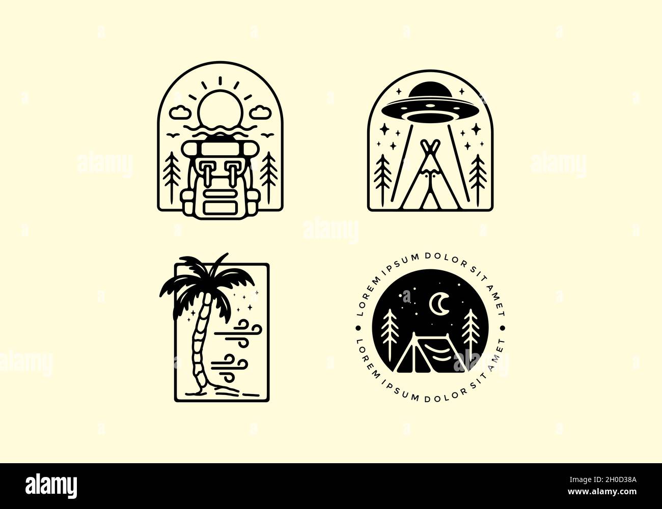 outdoor activity line art illustration set design Stock Vector Image ...