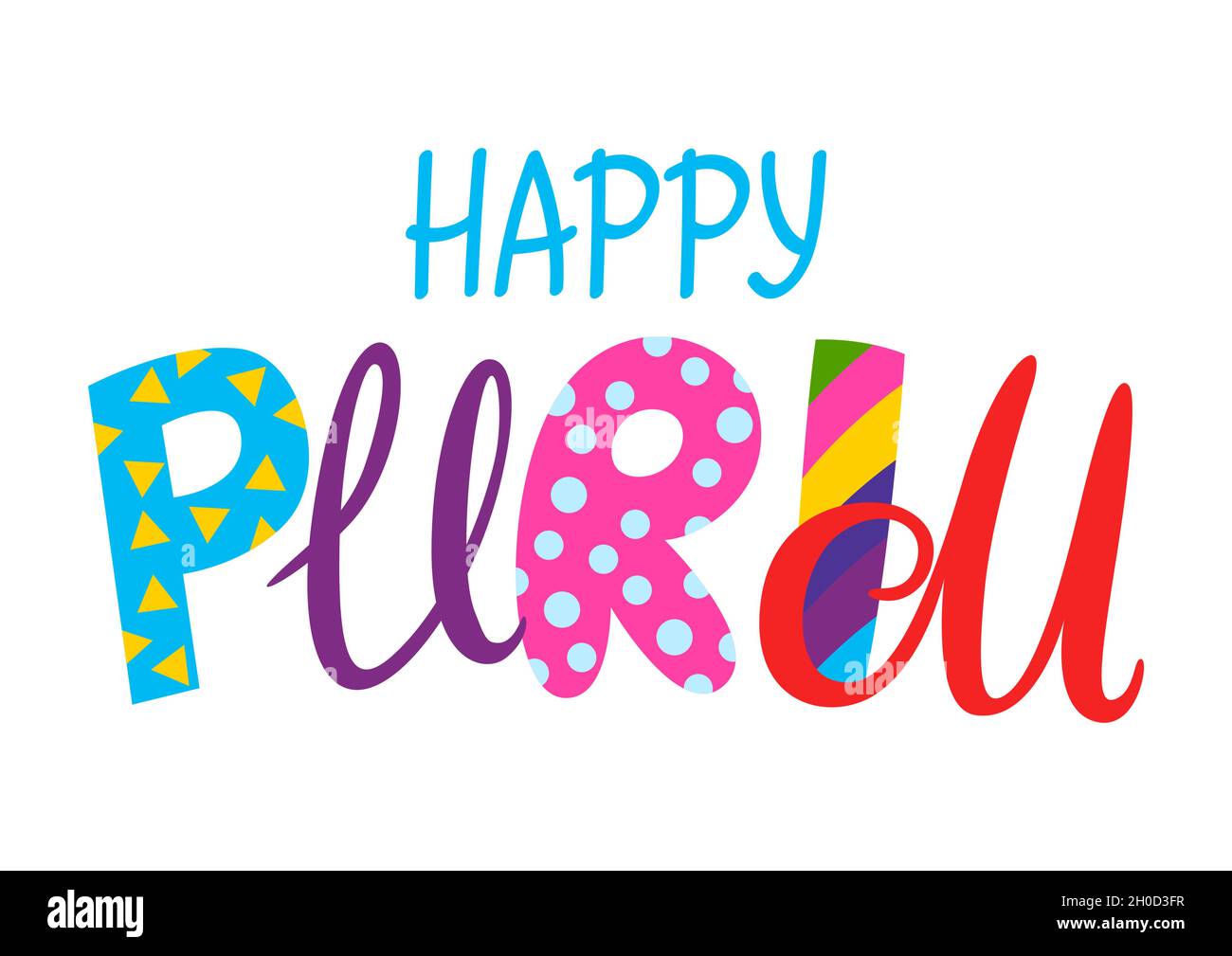 Happy Purim Jewish holiday card. Background with patterned letters ...