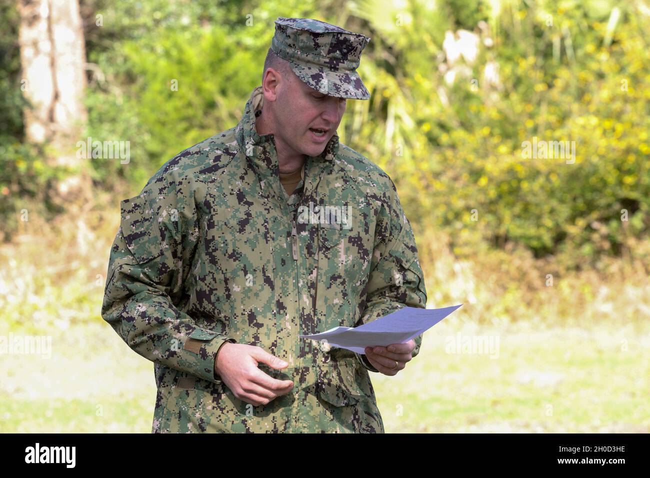 Cmdr. Andy Litteral speaks during a ceremony dedicated to the reopening ...